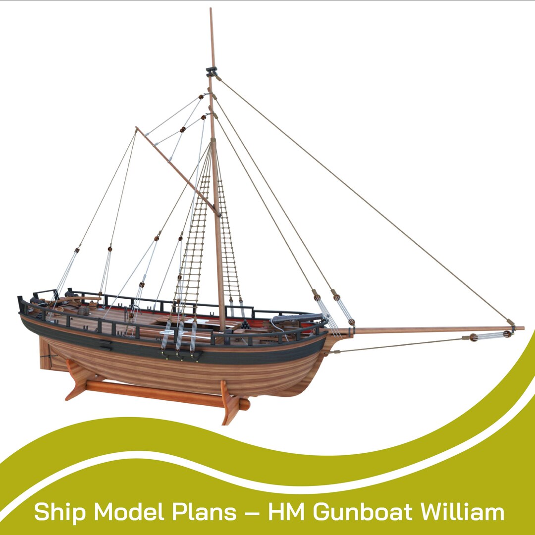 HM Gunboat William Wooden Ship Model Assembly Plans | 4 High-resolution ...