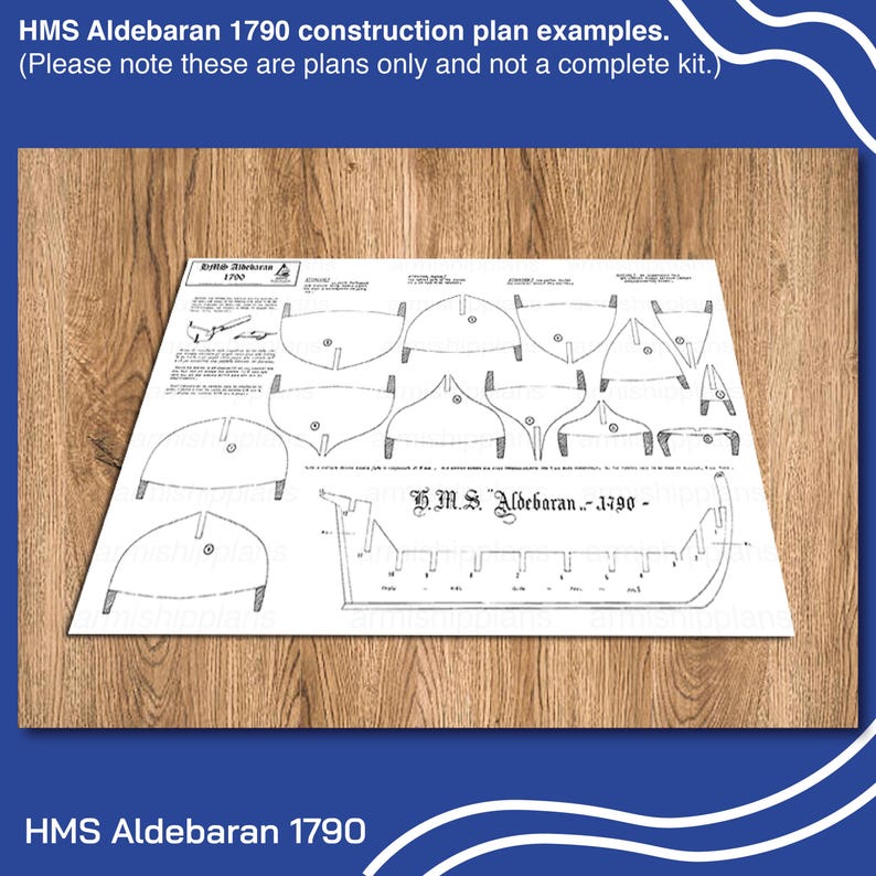 HMS Aldebaran 1790 Wooden Ship Model Plans, 1:60 Scale (PDF-TIF ...