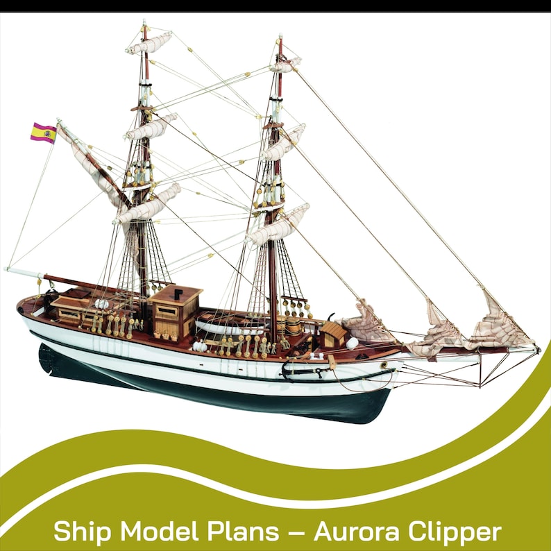 Aurora Clipper Wooden Ship Model Assembly Plans | 7 High-resolution Sheets | Numbered Expression ...