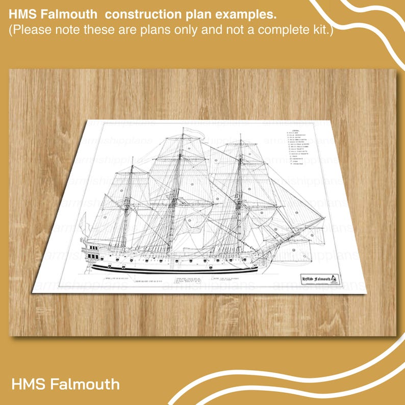 HMS Falmouth Wooden Ship Model Plans, 1:60 Scale (digital Download) - Etsy