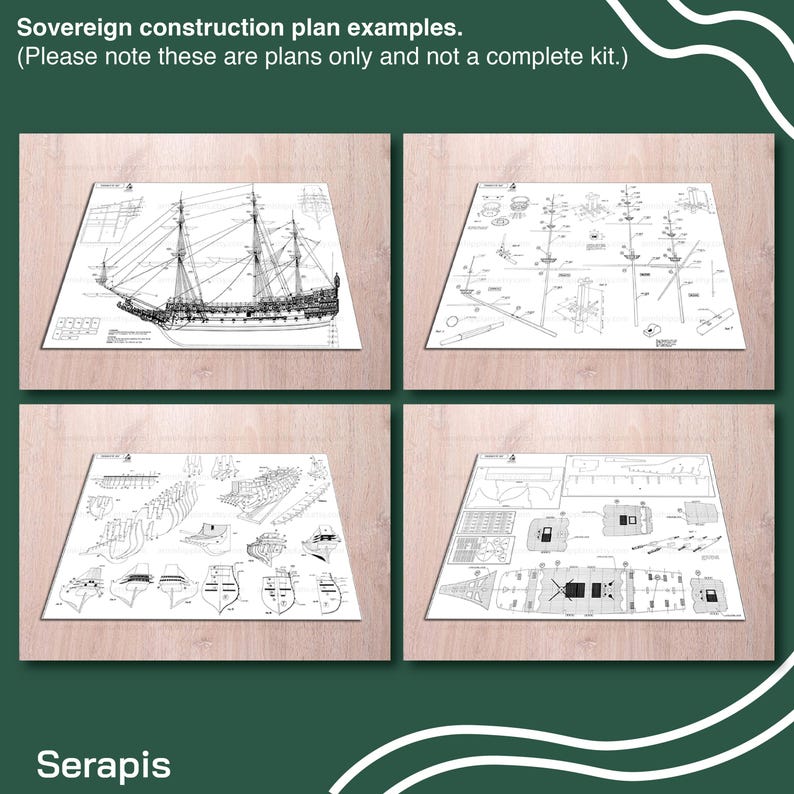 Sovereign Wooden Ship Model Draft Plans | 9 Tif Files | Numbered ...