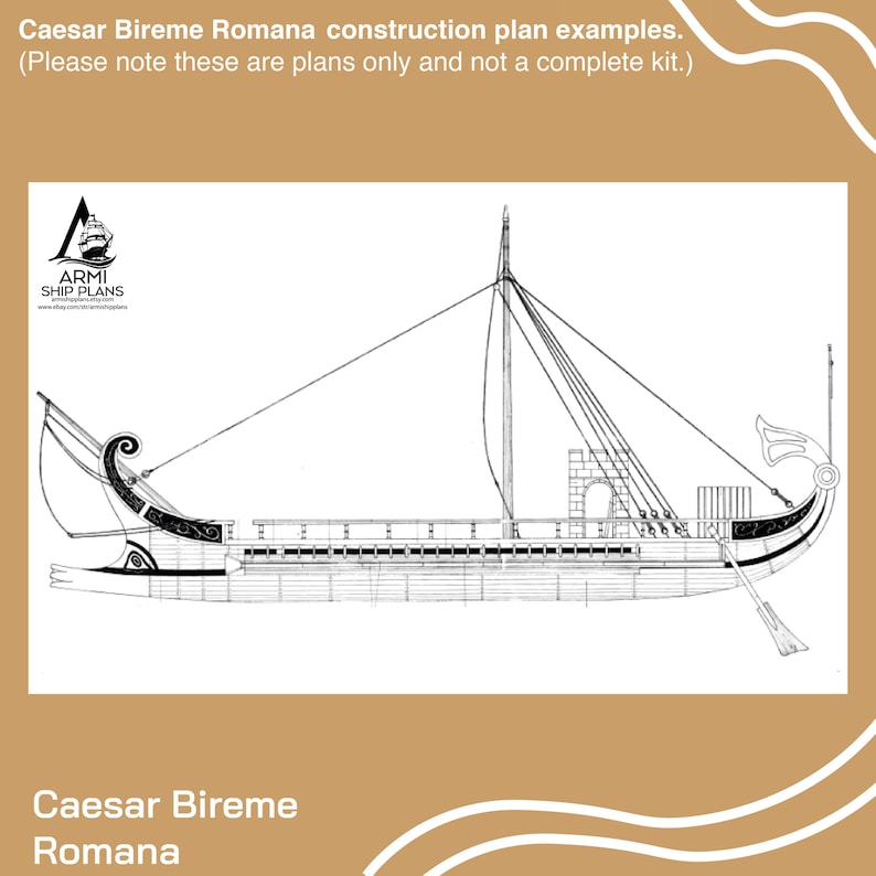 Caesar Roman Bireme Wooden Ship Model Assembly Plans (digital Download ...