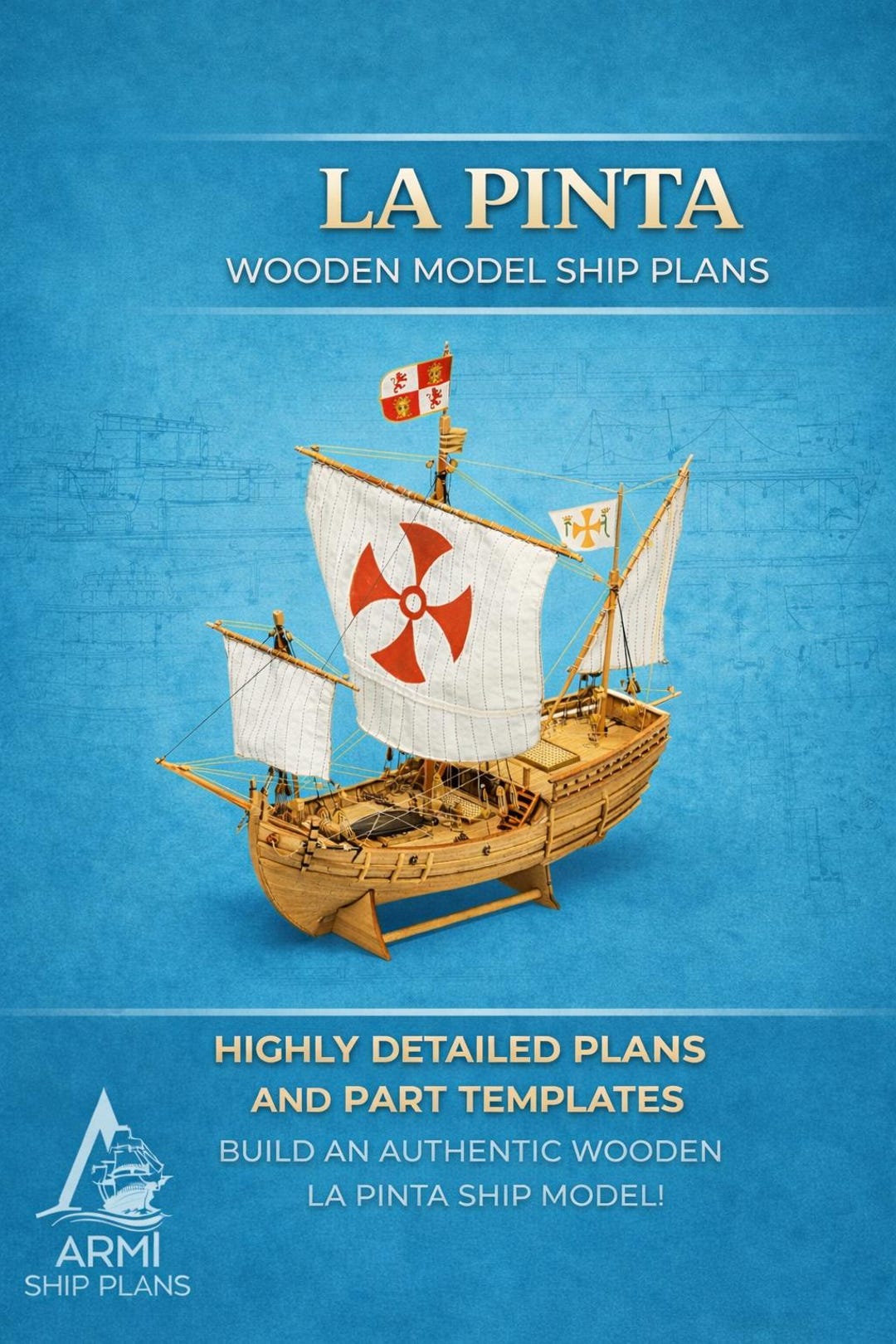 La Pinta Wooden Ship Model Plans, 1:60 Scale Blueprint (instant ...