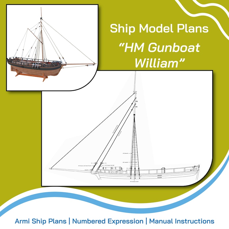 HM Gunboat William Wooden Ship Model Plans, 1:60 Scale (digital ...