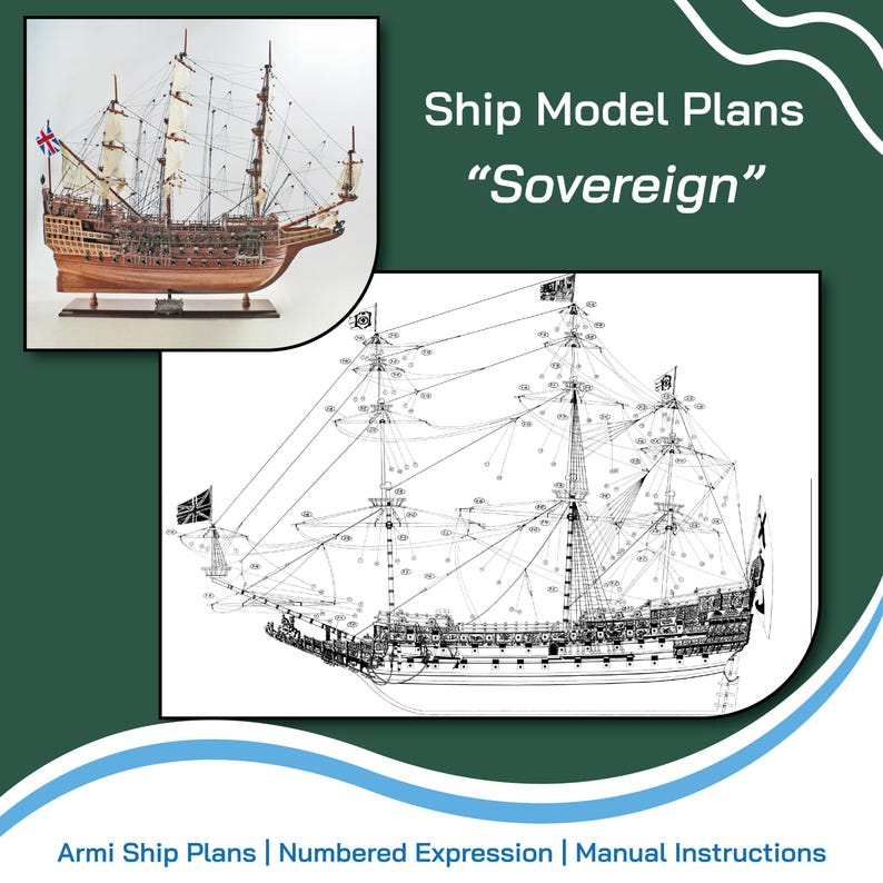 Sovereign Wooden Ship Model Assembly Plans | 9 High-resolution Sheets ...