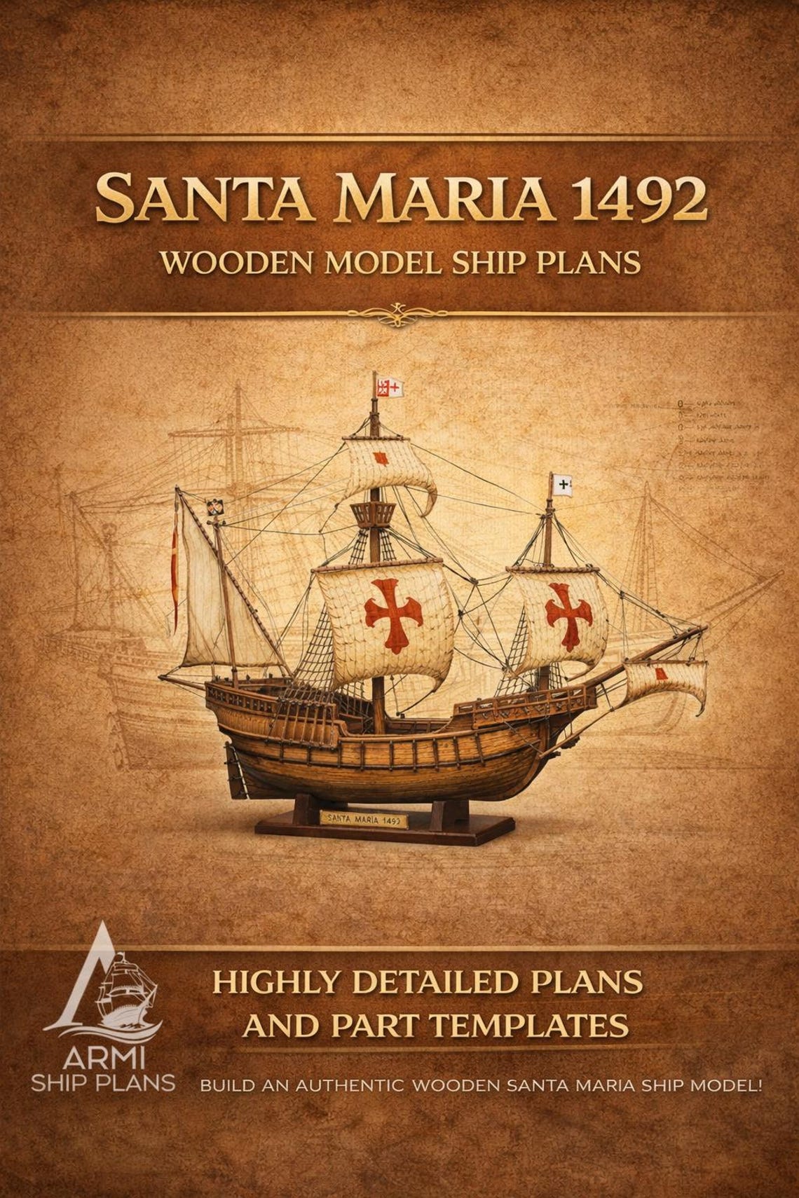 Santa Maria 1492 Wooden Ship Model Plans, 1:60 Scale (instant Download ...