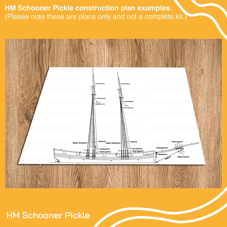 HM Schooner Pickle Wooden Ship Model Plans, 1:60 Scale (instant ...