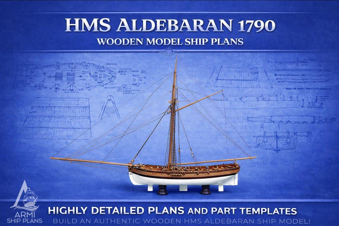 HMS Aldebaran 1790 Wooden Ship Model Plans, 1:60 Scale (PDF-TIF ...