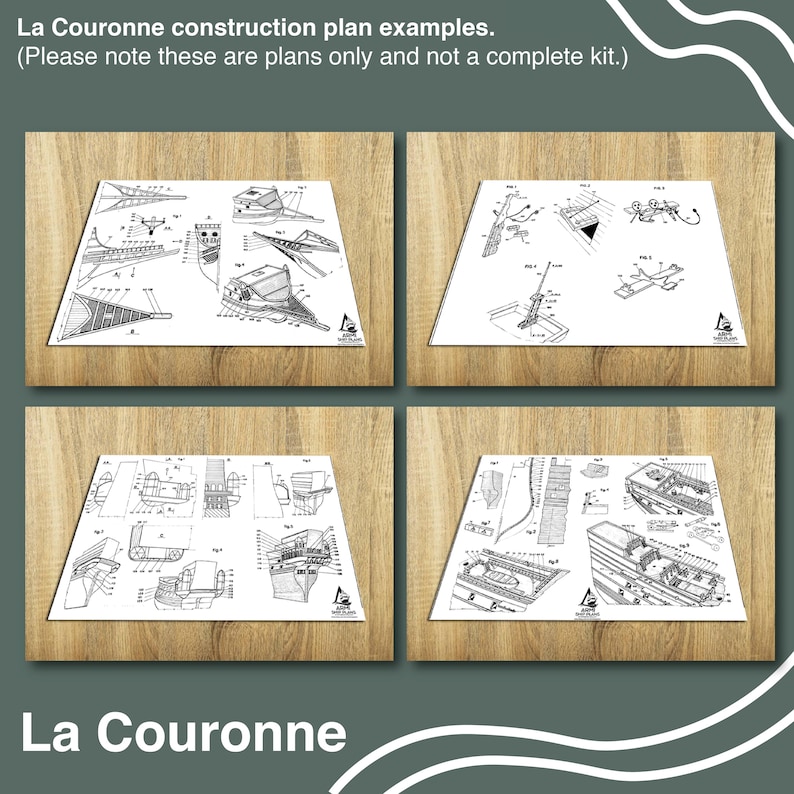La Couronne Wooden Ship Model Draft Plans | 12 Tif Files | Numbered ...