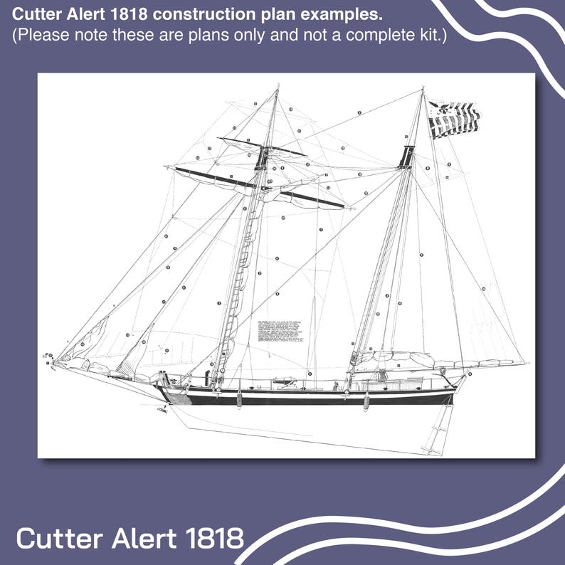 Cutter Alert 1818 Wooden Ship Model Plans, 1:30 Scale (PDF-TIF Download ...