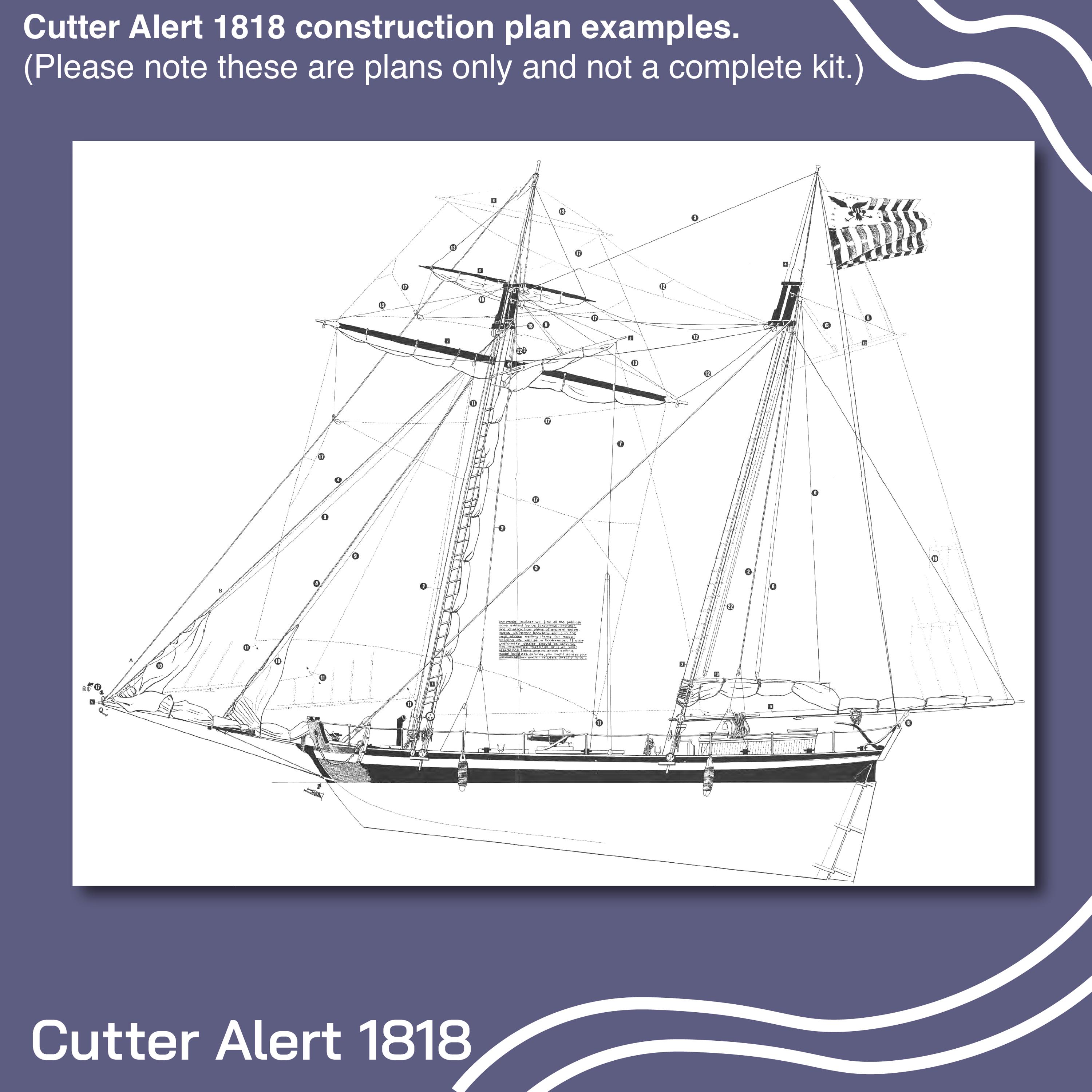 Cutter Alert 1818 Wooden Ship Model Plans, 1:30 Scale (PDF-TIF Download ...