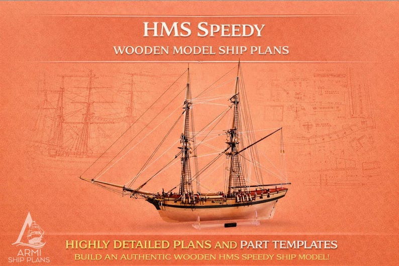 HMS Speedy Wooden Ship Model Plans, 1:60 Scale Blueprint (instant ...