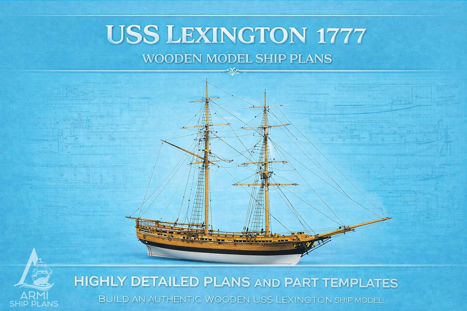USS Lexington 1777 Wooden Ship Model Plans, 1:60 Scale (digital ...
