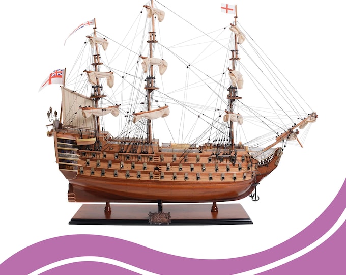 Vintage "the Blue Nose" Ship Wooden Model 15 1/2" Tall 15" Long Ship ...