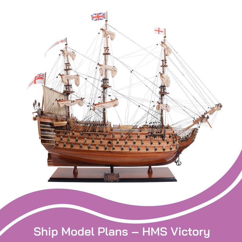HMS Victory Wooden Ship Model Plans, 35 High-Res PDF-TIF Sheets 300 Dpi ...