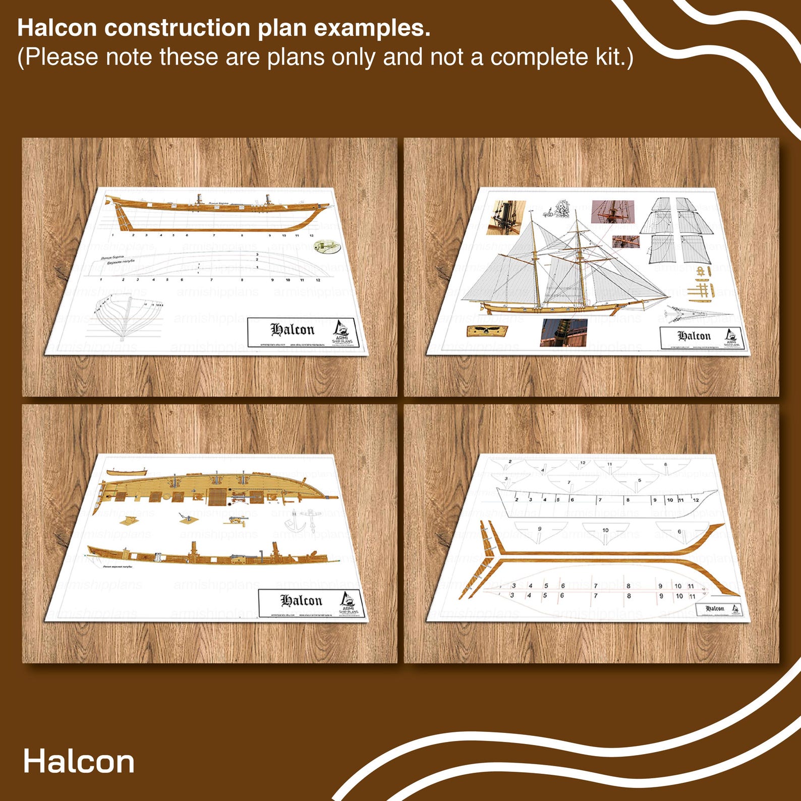 Halcon Wooden Ship Model Plans, 1:60 Scale Blueprint (digital Download ...