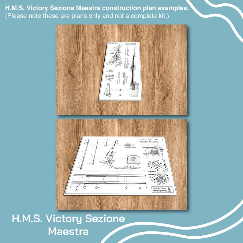 H.M.S. Victory Sezione Maestra Wooden Ship Model Draft Plans | 5 Tif ...