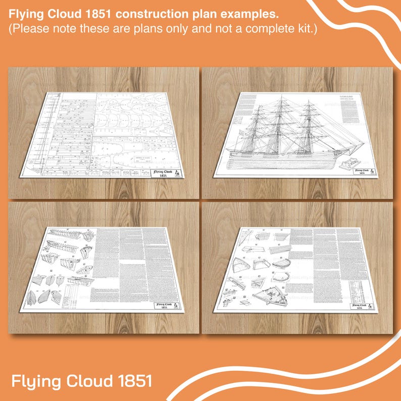 Flying Cloud 1851 Wooden Ship Model Draft Plans | 11 Tif Files | 179 ...
