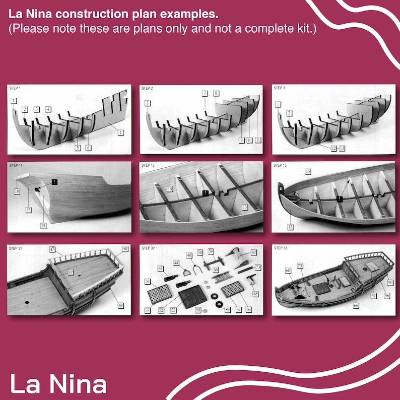 La Nina Wooden Ship Model Plans, 1:65 Scale (instant Download) - Etsy