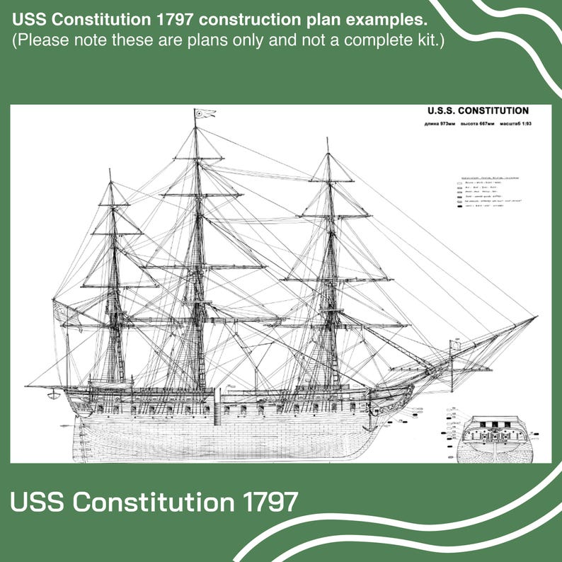 USS Constitution 1797 Wooden Ship Model Assembly Plans (instant ...