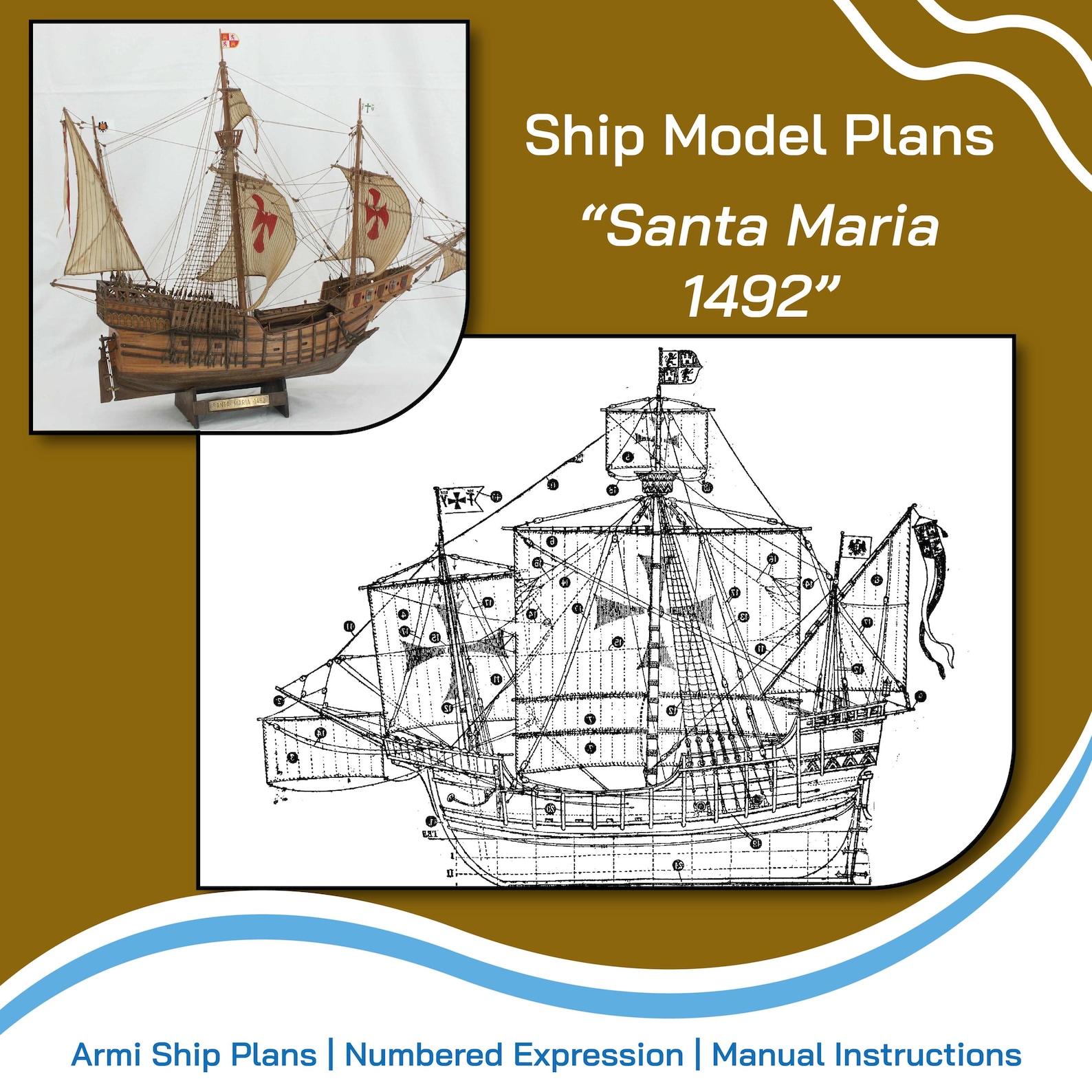 Santa Maria 1492 Wooden Ship Model Plans, 1:60 Scale (instant Download ...