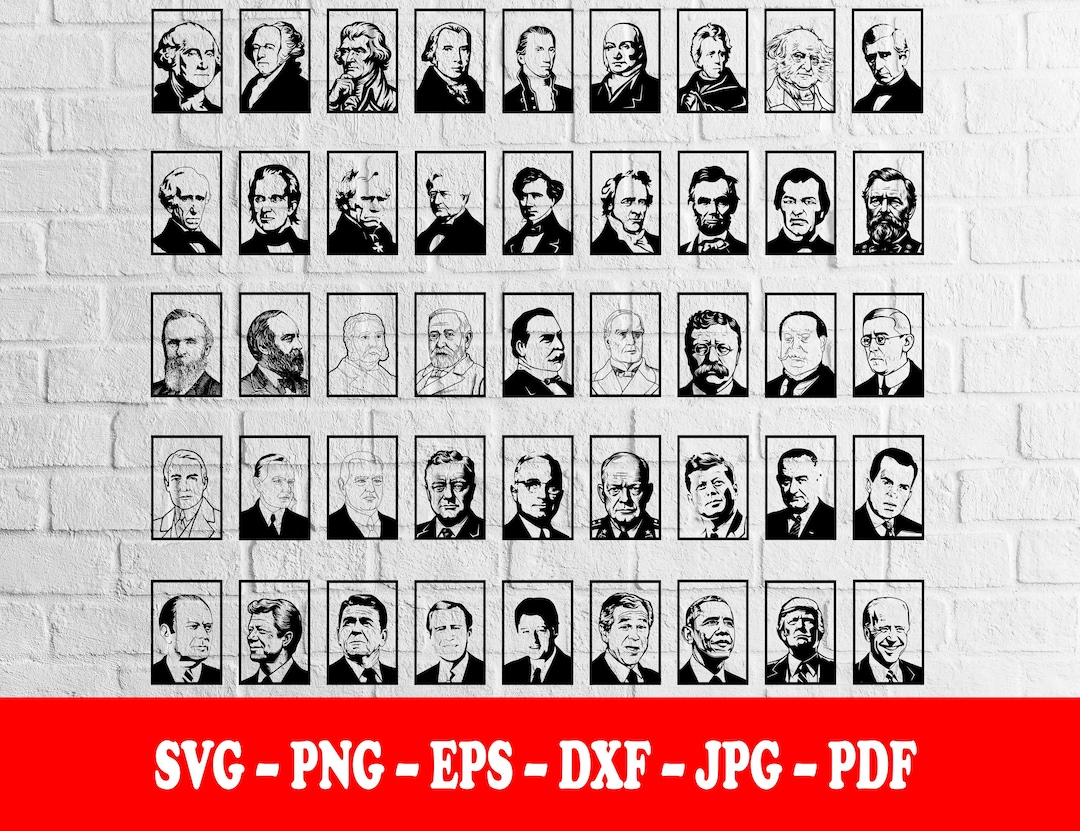 45 American Presidents, 45 Pack, Svg, T-shirt, Sticker, Mug Wrap ...