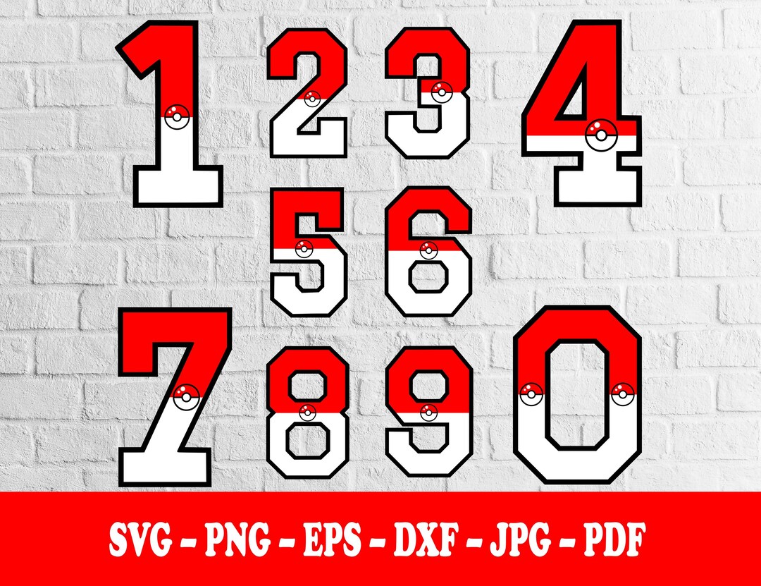 10 POKEMON NUMBERS, 10 Pack, Svg, T-shirt, Sticker, Mug Wrap, Vector ...