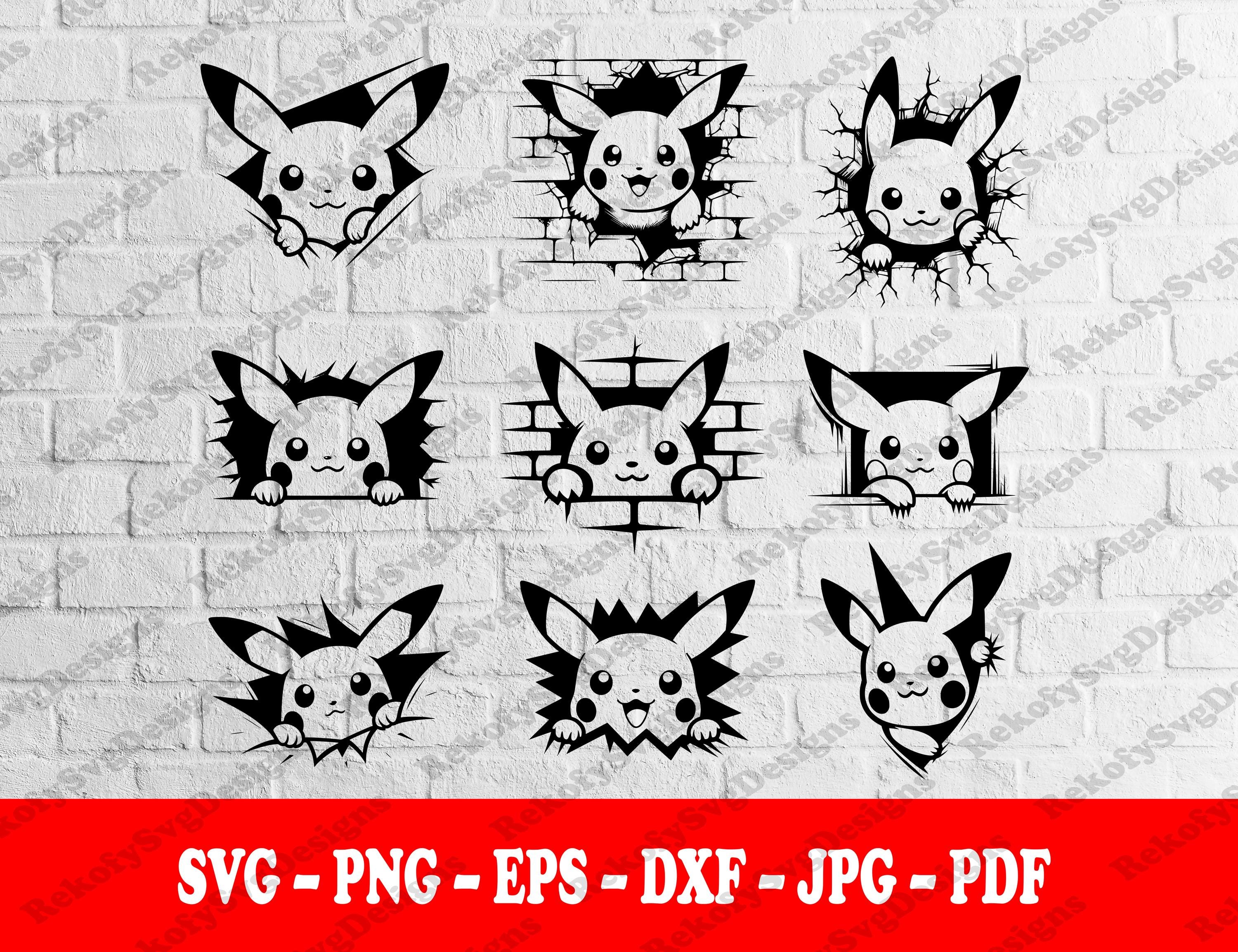 40 Peeking Pikachu, 40 Pack, Svg, T-shirt, Sticker, Mug Wrap, Vector ...