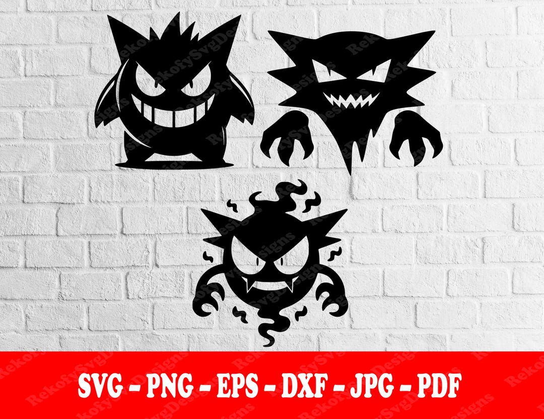 GASTLY-HAUNTER-GENGAR, 3 Pack, Svg, T-shirt, Sticker, Mug Wrap, Vector ...