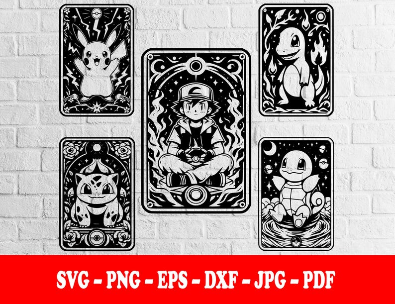 POKEMON CARDS, 5 Pack, Svg, T-shirt, Sticker, Mug Wrap, Vector ...