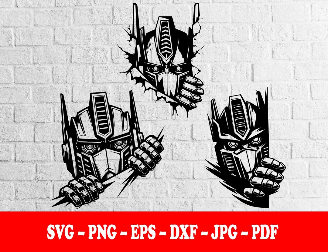 PEEKING OPTIMUS PRIME, 3 Pack, Svg, T-shirt, Sticker, Mug Wrap, Vector ...