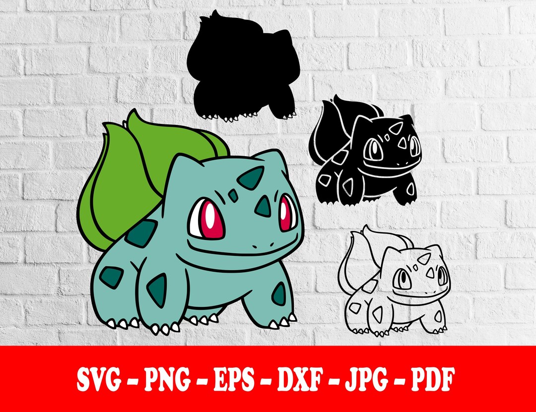 BULBASAUR, Pokemon, 4 Pack, Svg, T-shirt, Sticker, Mug Wrap, Vector ...