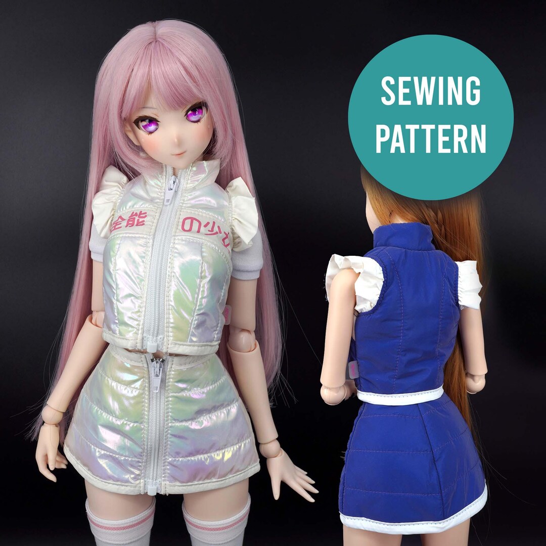 1/3 BJD Doll Pattern. Winter Quilted Coat Jacket Vest Top and Matching ...