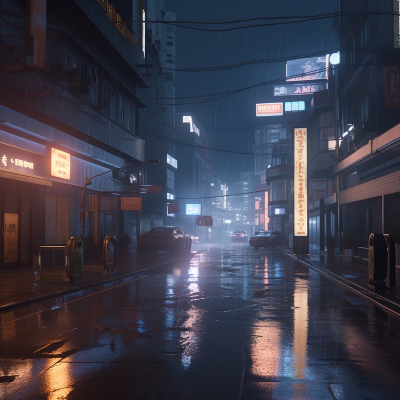 Cyberpunk Street Scene-ai Art - Etsy