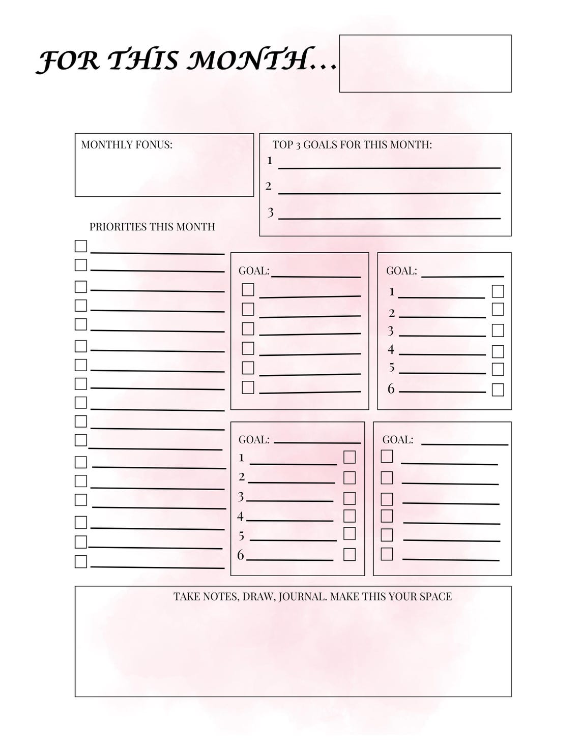 Monthly Business Planner Template|this Monthgoal Setting Planning Sheet ...