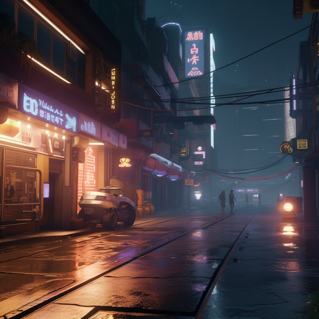 Cyberpunk Street Scene-ai Art - Etsy