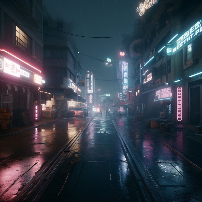 Cyberpunk Street Scene-ai Art - Etsy