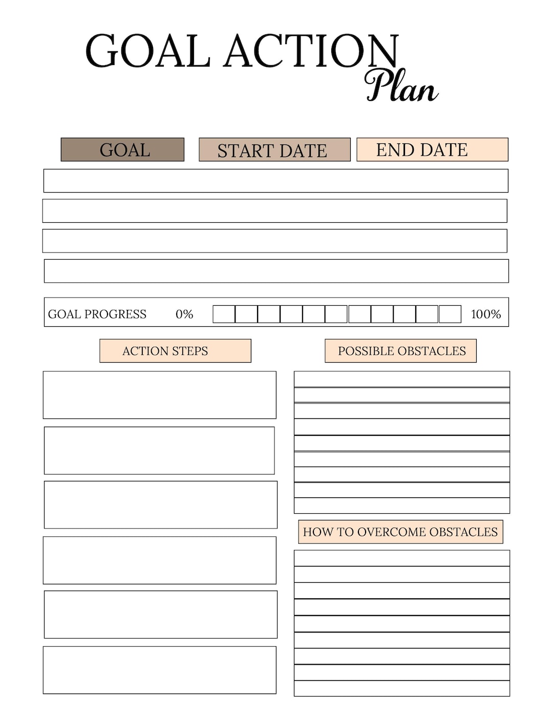 Goal Action Plan Sheet - Etsy