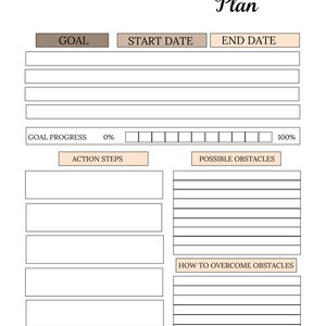 Goal Action Plan Sheet - Etsy