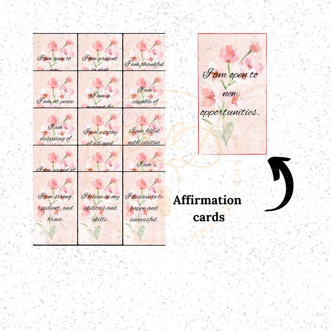 Floral Positive Affirmation Cards: Set of 20 (digital Download) - Etsy