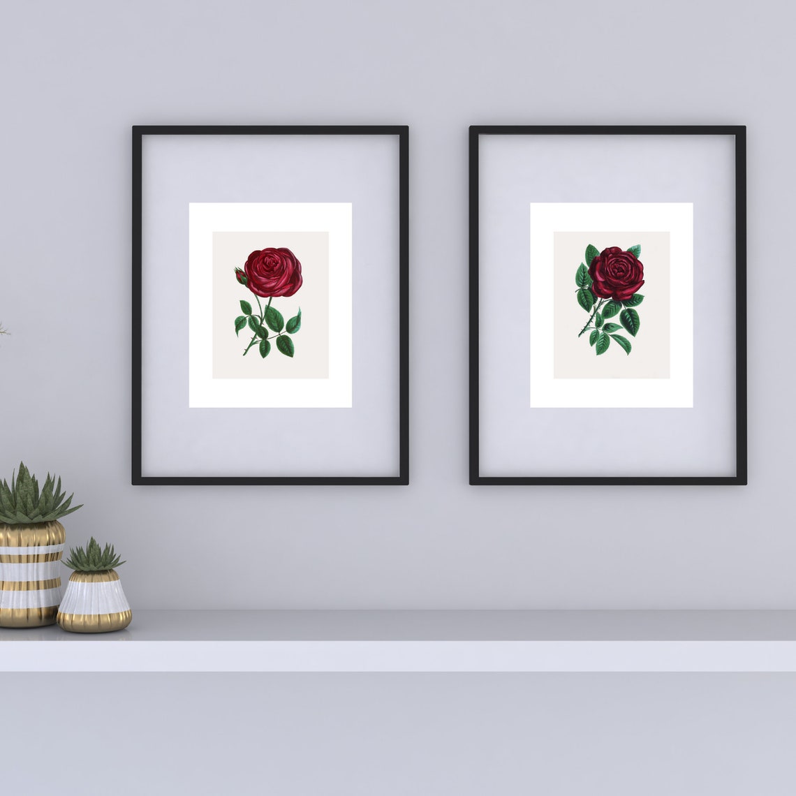 Printable Rose Flower Wall Art set of 3 - Etsy