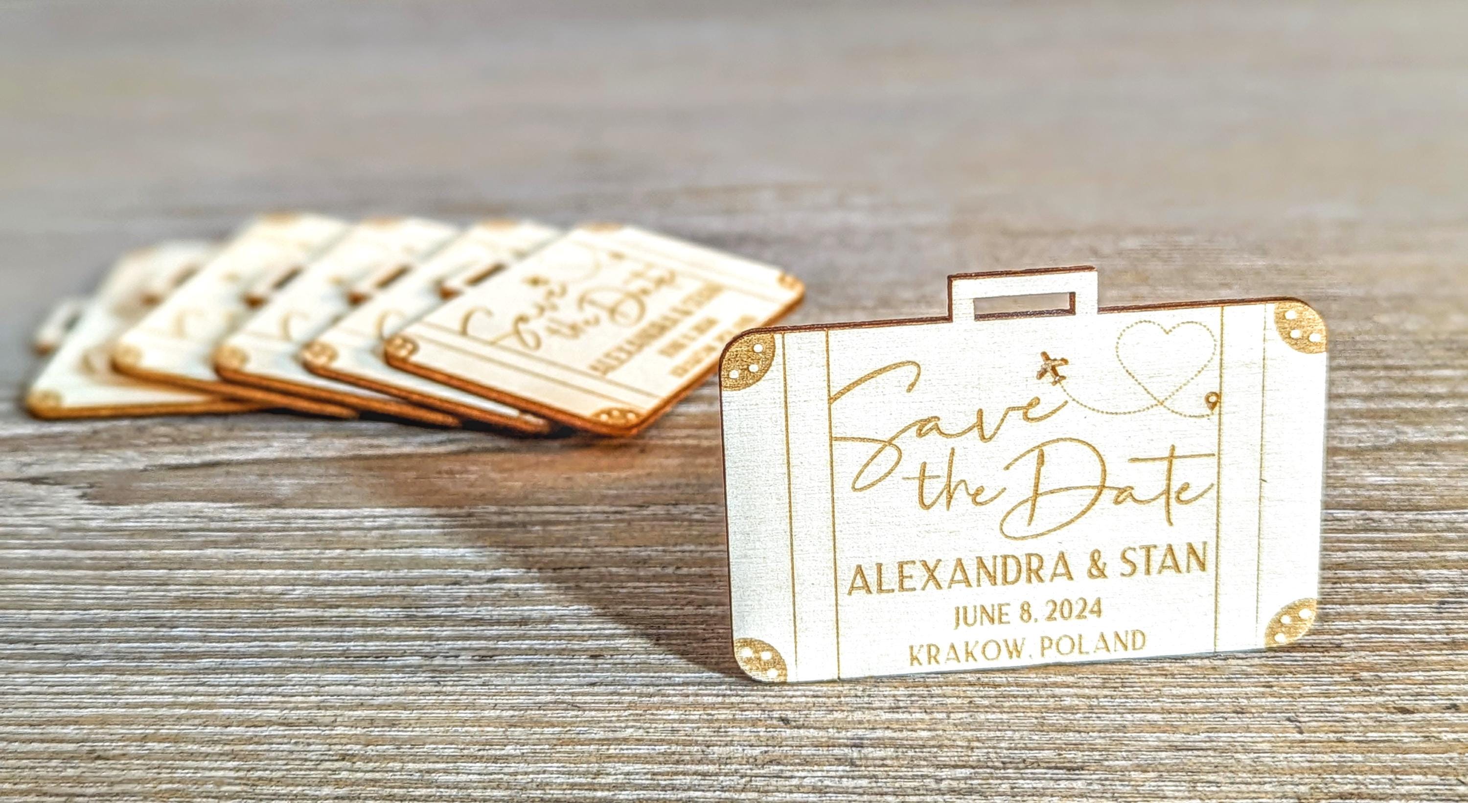 Custom Destination Wedding Save the Date Magnets Travel-themed Wooden ...