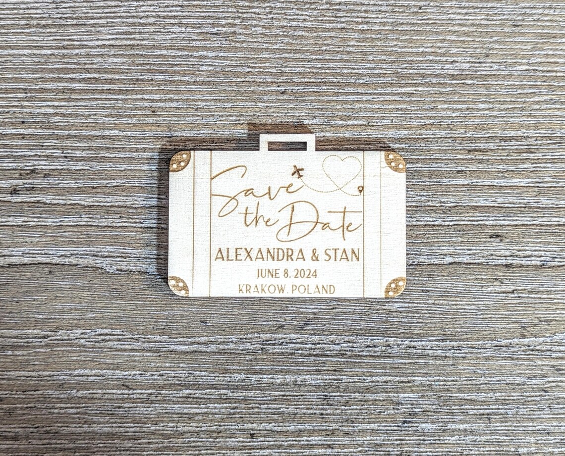 Custom Destination Wedding Save the Date Magnets Travel-themed Wooden ...