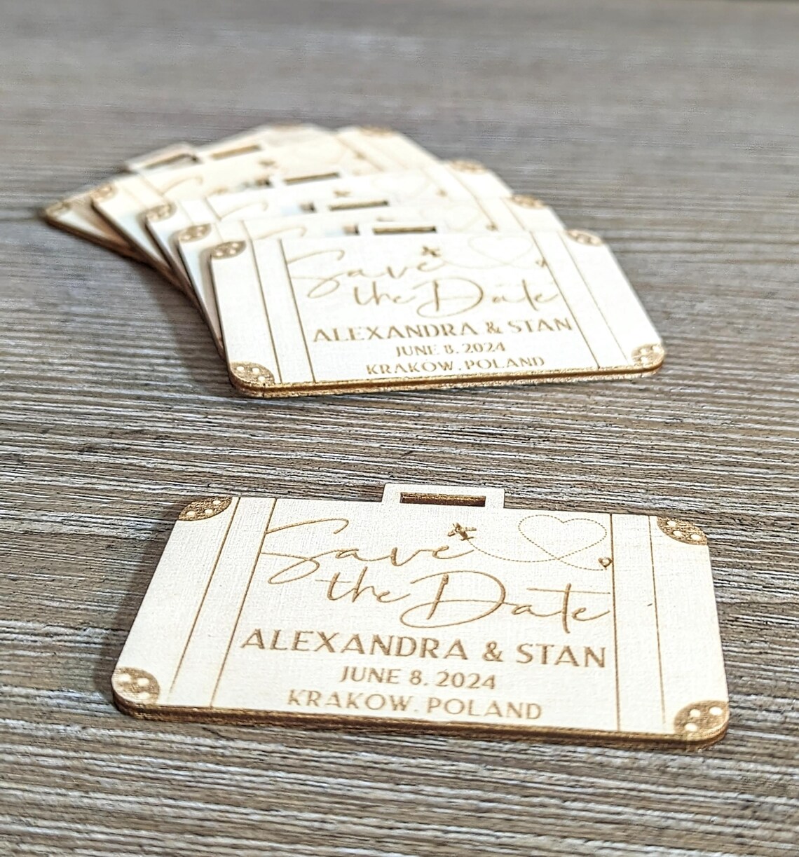 Custom Destination Wedding Save the Date Magnets Travel-themed Wooden ...
