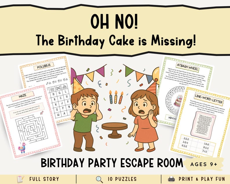 Missing Birthday Cake Escape Room Game: No-prep Birthday Party (PDF) - Etsy