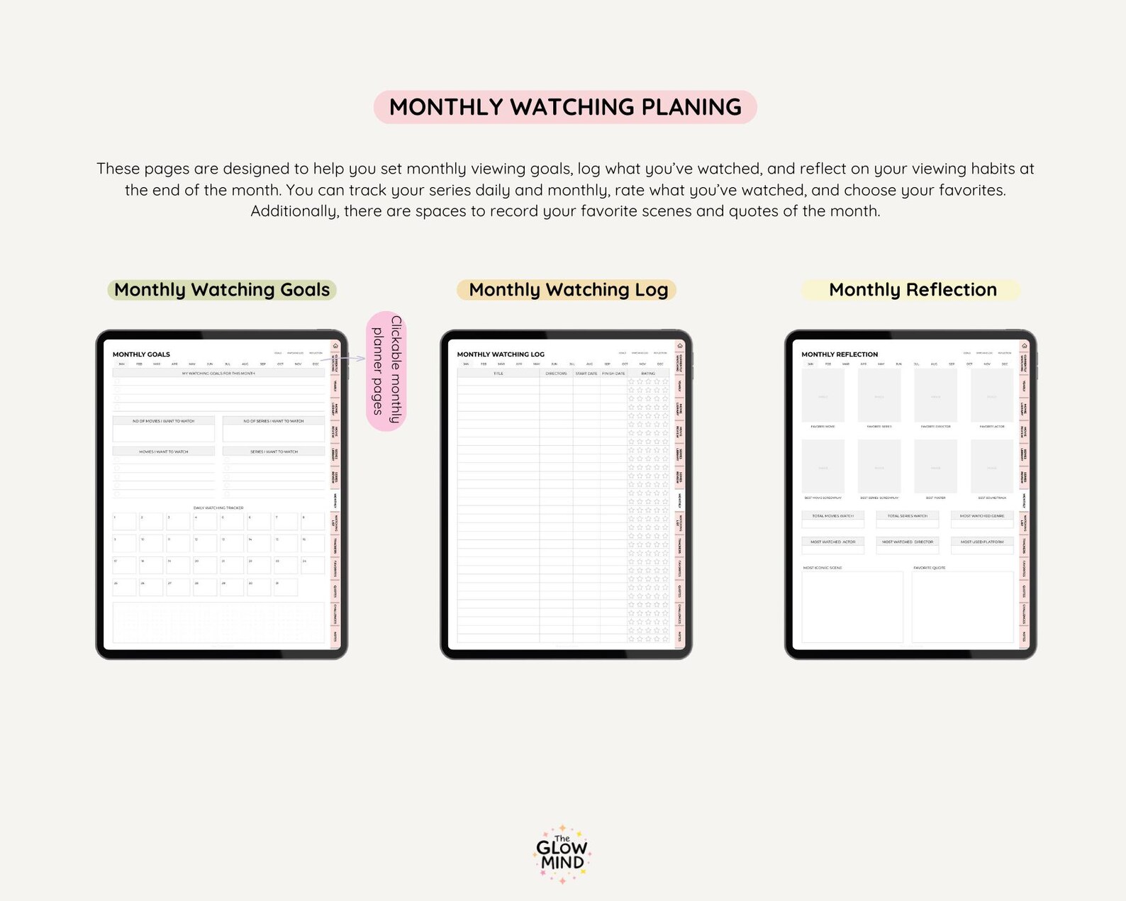 Digital Movie & Series Journal, Hyperlinked Planner for Movie Series ...