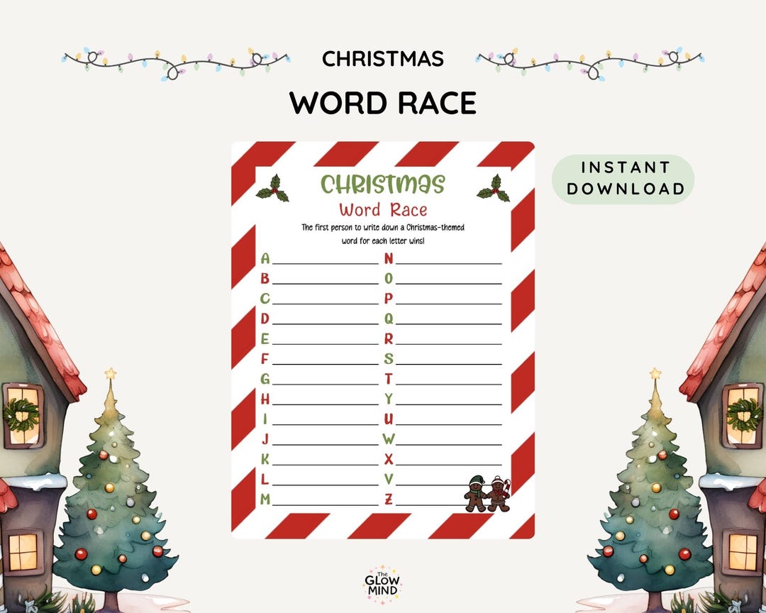 Christmas Word Race Game, Festive Fun for Families and Kids, Party ...
