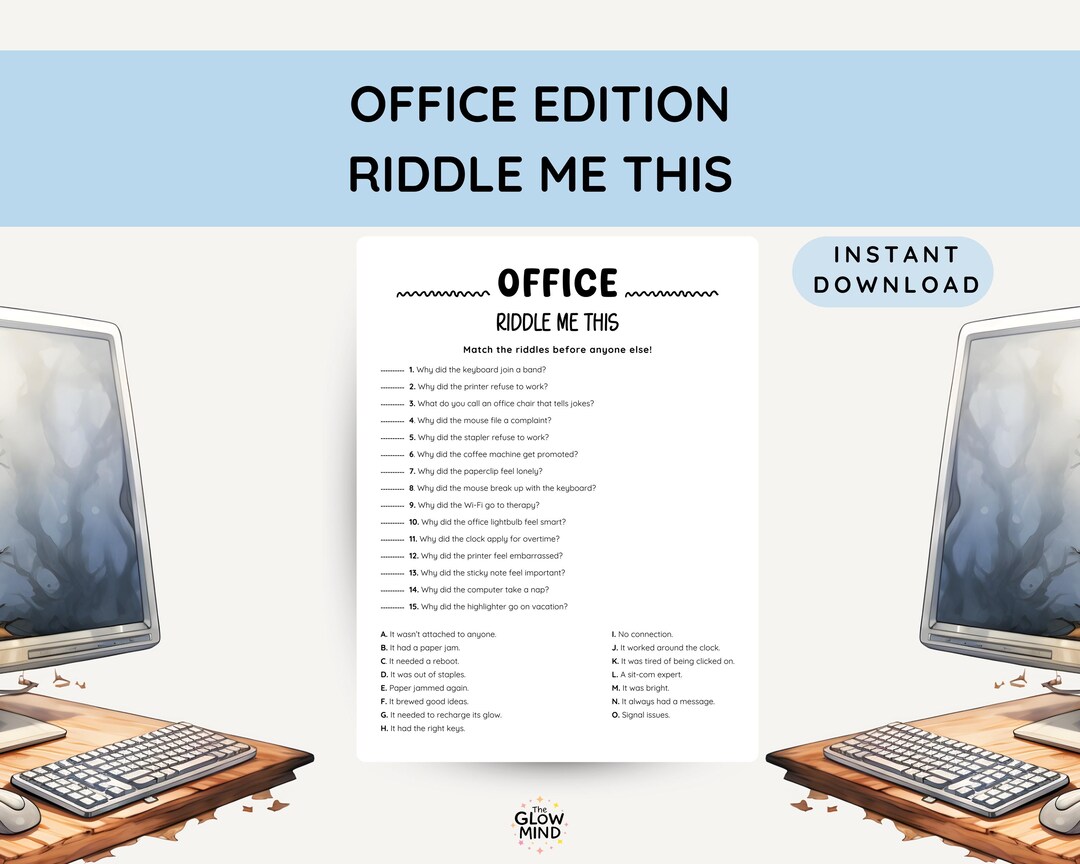 Office Riddle Game Printable, Fun Icebreaker for Work Parties, Team ...