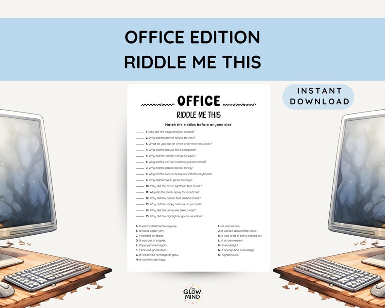 Office Riddle Game Printable, Fun Icebreaker for Work Parties, Team ...