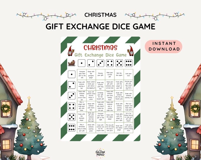 Christmas Gift Exchange Dice Game, Printable Game, Christmas Party ...